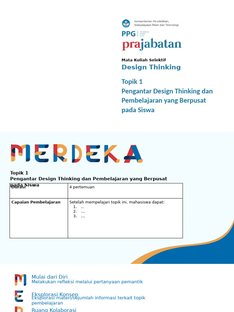 Topik 1 - Pengantar - Design Thinking Dan Pembelajaran Yang Berpusat Pada Siswa | PDF