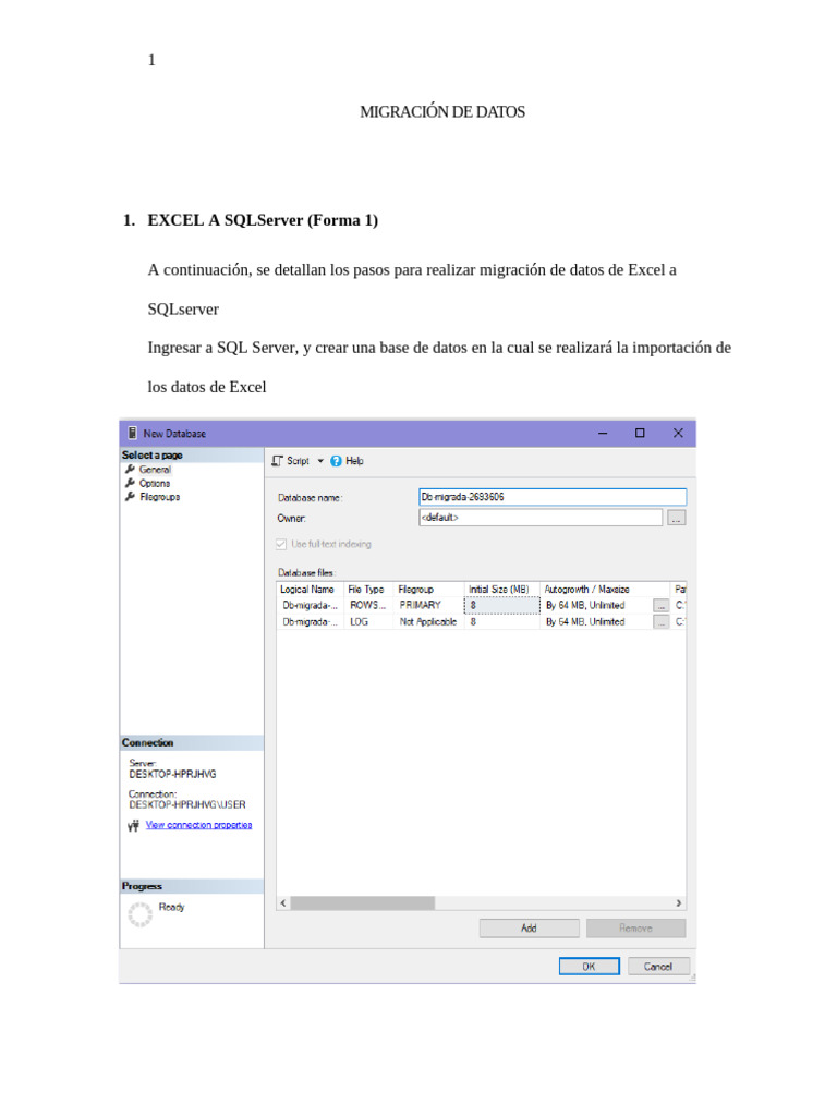 Migración de Datos | PDF | Servidor SQL de Microsoft | Microsoft Excel