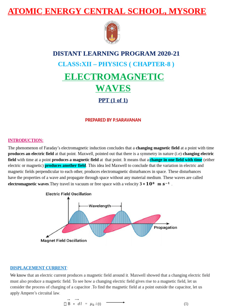 Class - 12-Physics - Alternating Current and Electromagnetic Waves ...