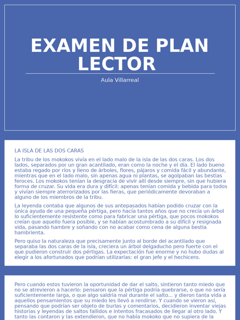 Examen de Plan Lector 4to Bimestre | PDF