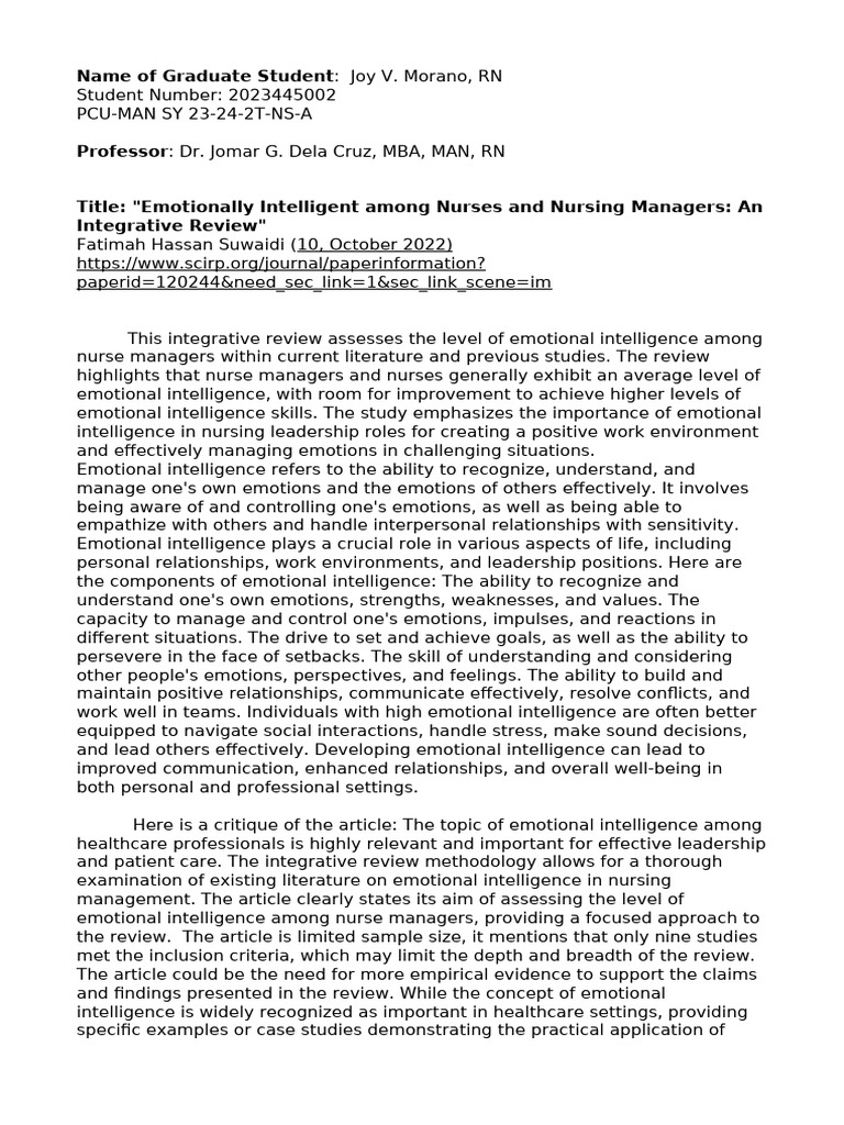 Article Review (Leadership&Management) | PDF