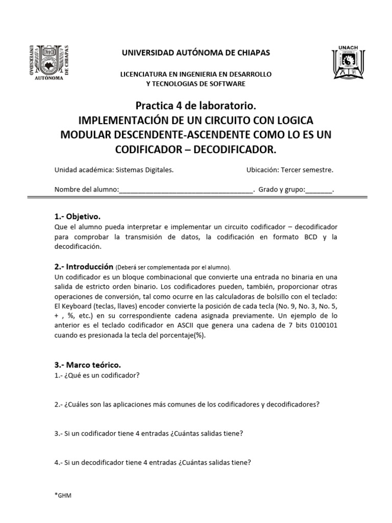 Practica 4 Sistemas Digitales Lidts Alumnos Pdf