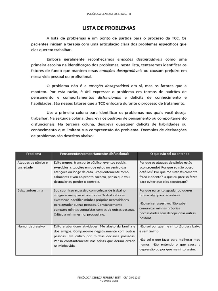 1 - Lista de Problemas | PDF