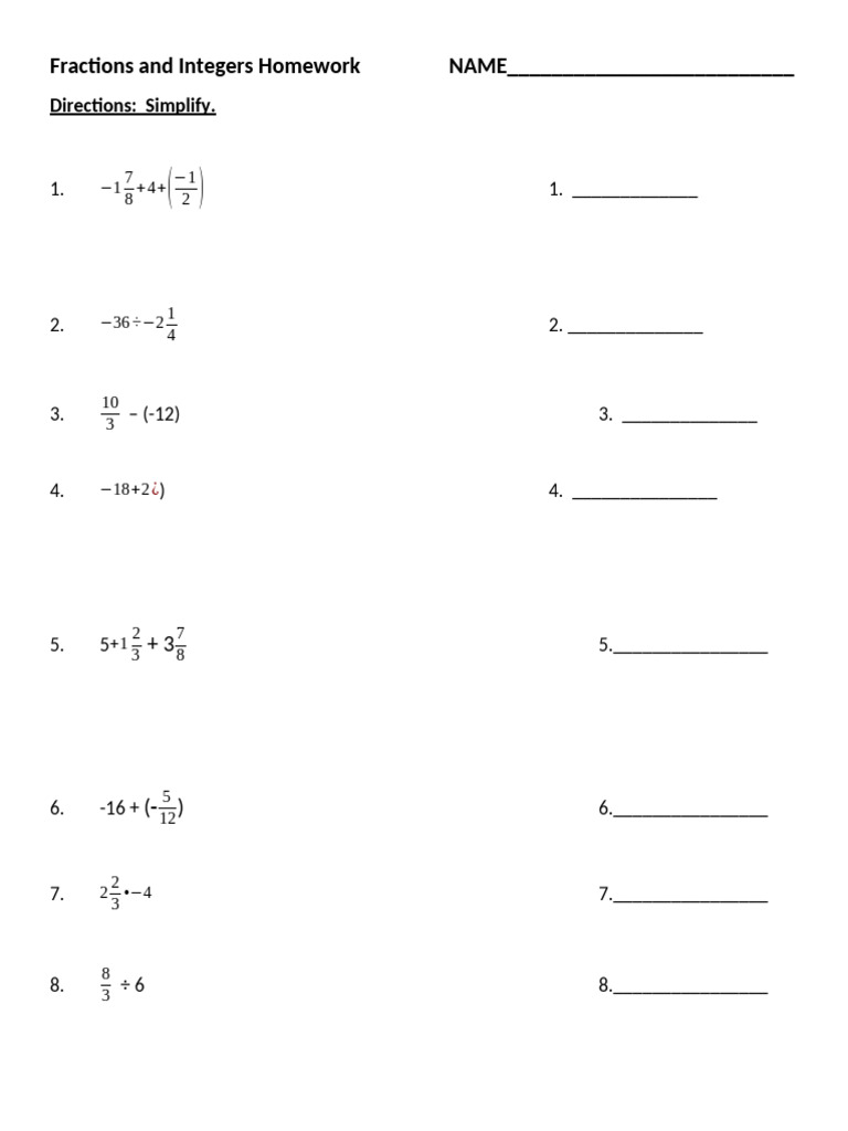 Mixed_Fraction_and_Integer_Operations_Practice_Worksheet | PDF
