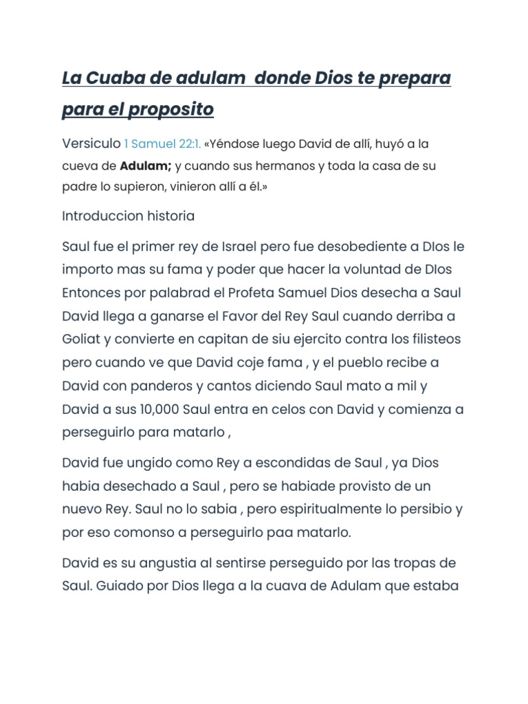 LA CUEVA DE ADULAM | PDF