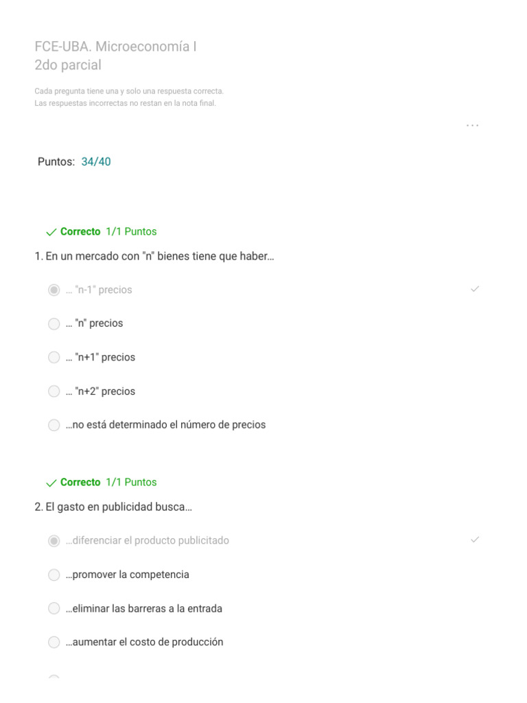 FCE-UBA. Microeconomía I 2do Parcial | PDF