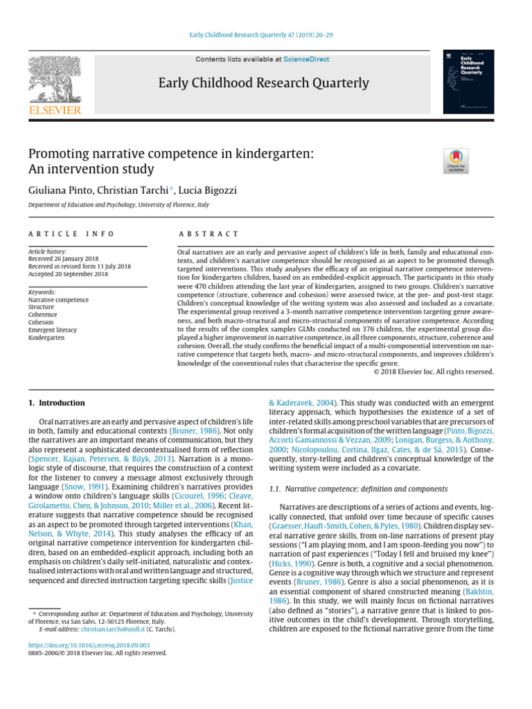 Early Childhood Research Quarterly: Promoting Narrative Competence in ...