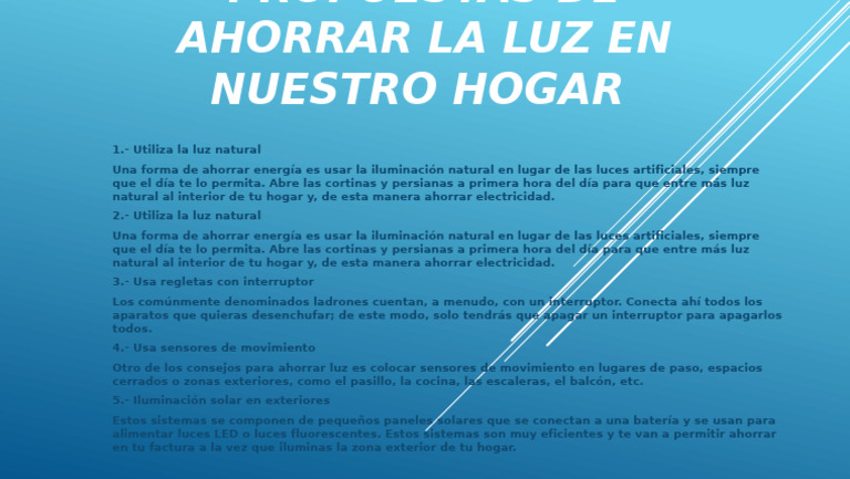 Propuestas de Ahorrar La Luz en Nuestro Hogar | PDF
