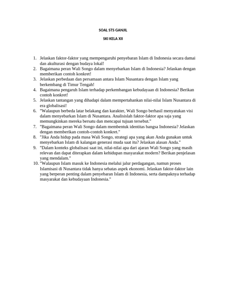 Soal STS Ski Xii | PDF