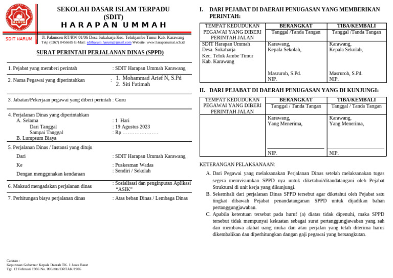 Form SPPD Pak M Arief | PDF