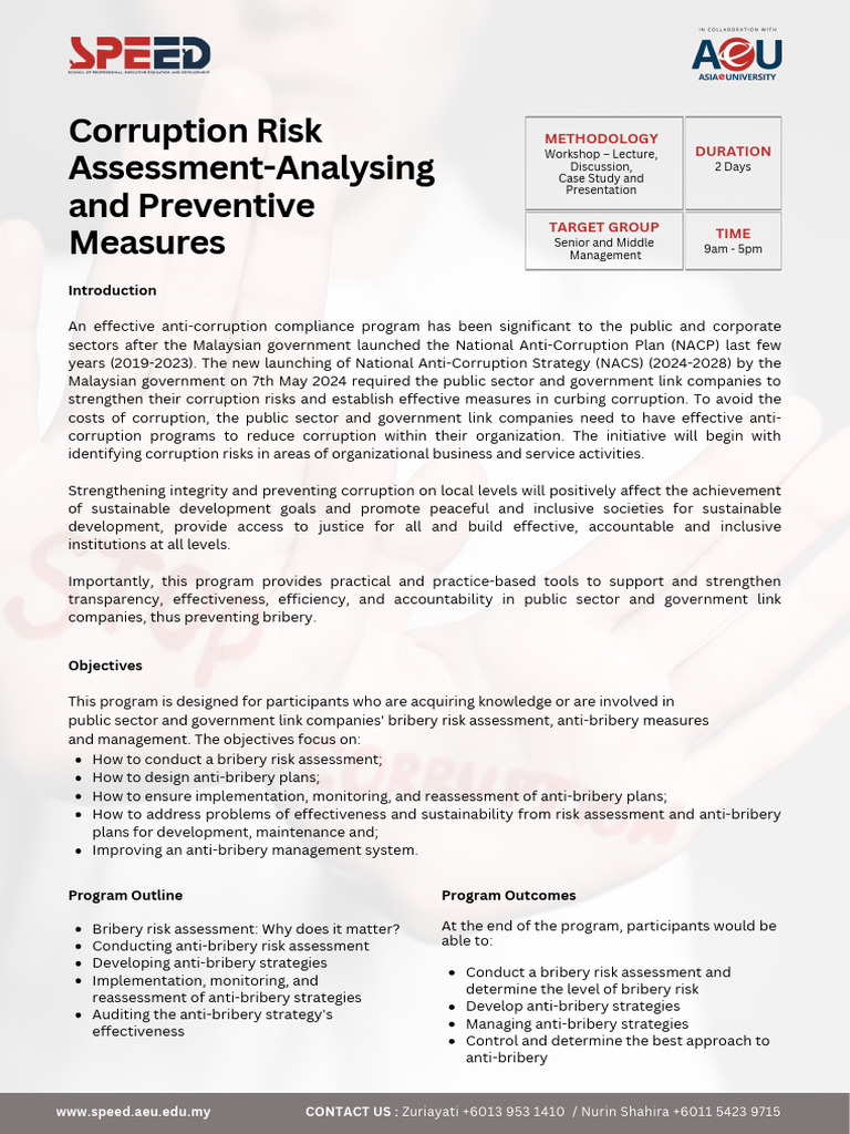 Corruption Risk Assessment - Analysing and Preventive Measures | PDF