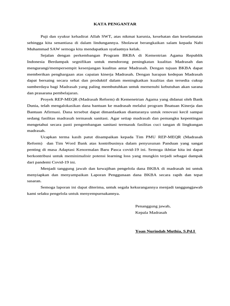 Kata Pengantar Bkba | PDF