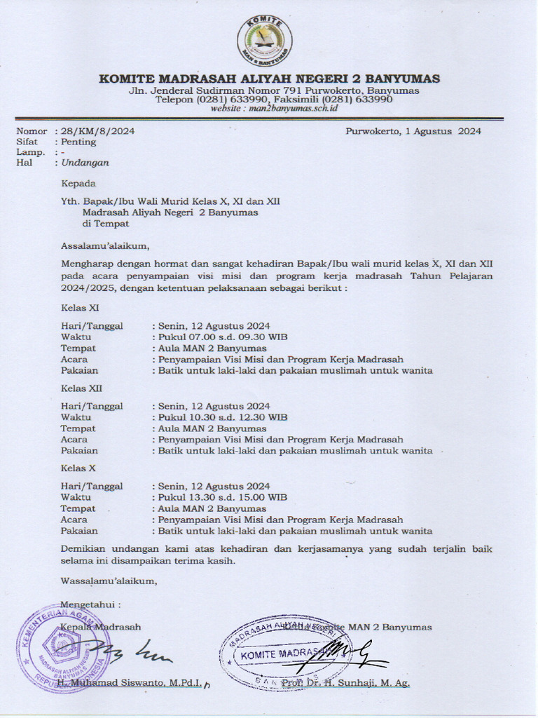 Undangan Rapat Komite TTD | PDF