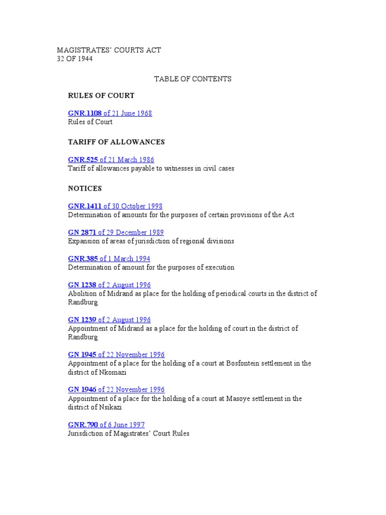 Magistrate Court Act Rules and Regulations | PDF | Service Of Process ...