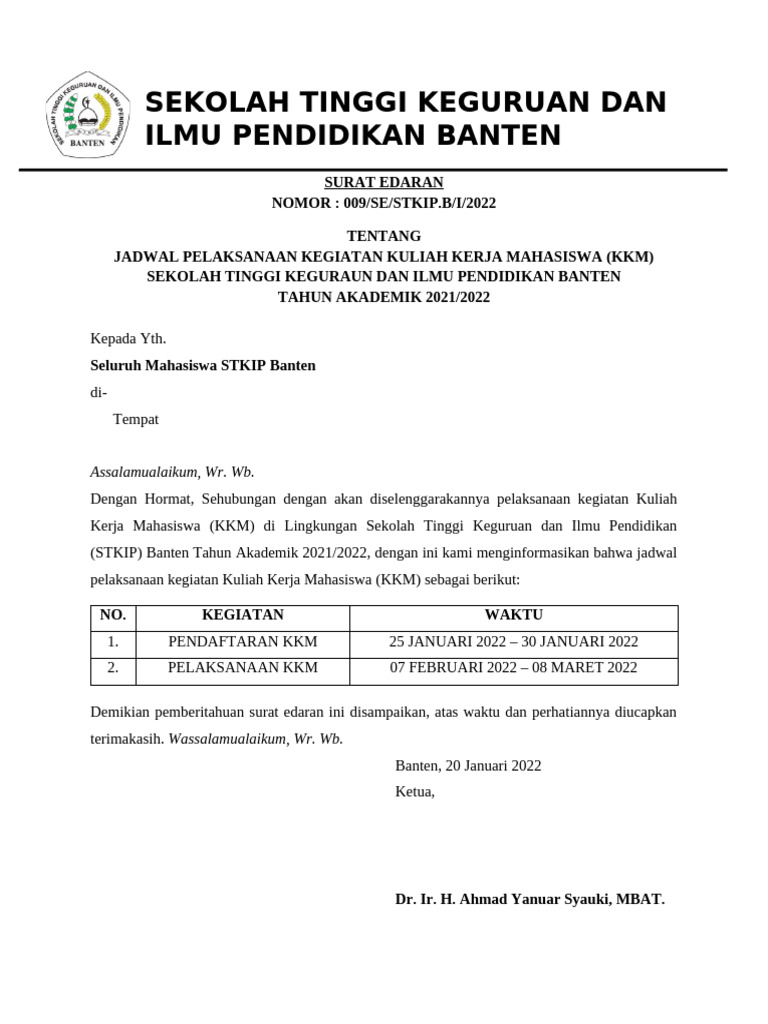 Surat Edara Pelaksanaan KKM | PDF