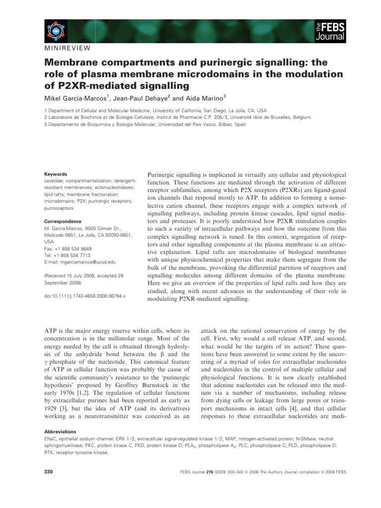 Membrane compartments and purinergic signalling - the role of plasma ...