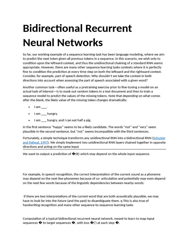 Bidirectional Recurrent Neural Networks Pdf