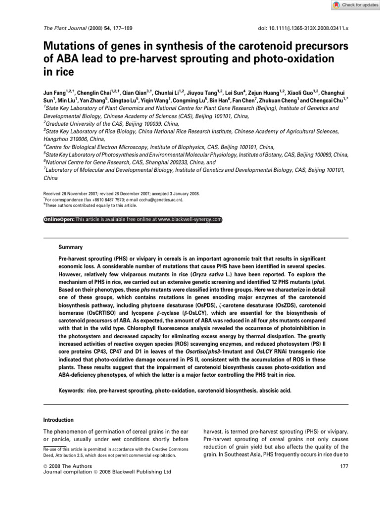 The Plant Journal - 2008 - Fang - Mutations of Genes in Synthesis of ...