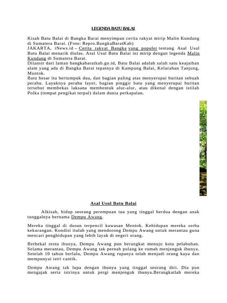 Legenda Batu Balai | PDF