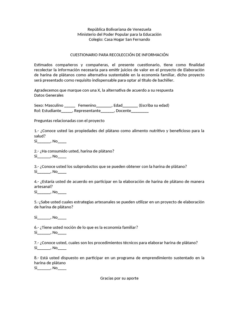 Cuestionario Casa Hogar | PDF