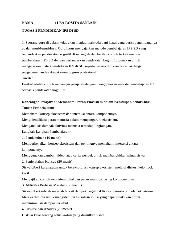 Tugas 3 Pendidikan Ips Di SD | PDF