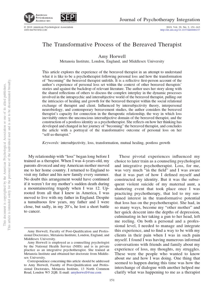 Horwell - Transformative Process | PDF