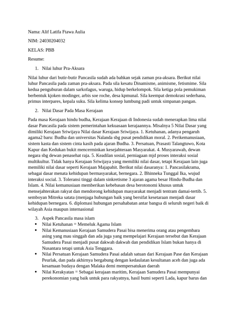 Tugas 1 Pancasila Latifa (PBB) | PDF