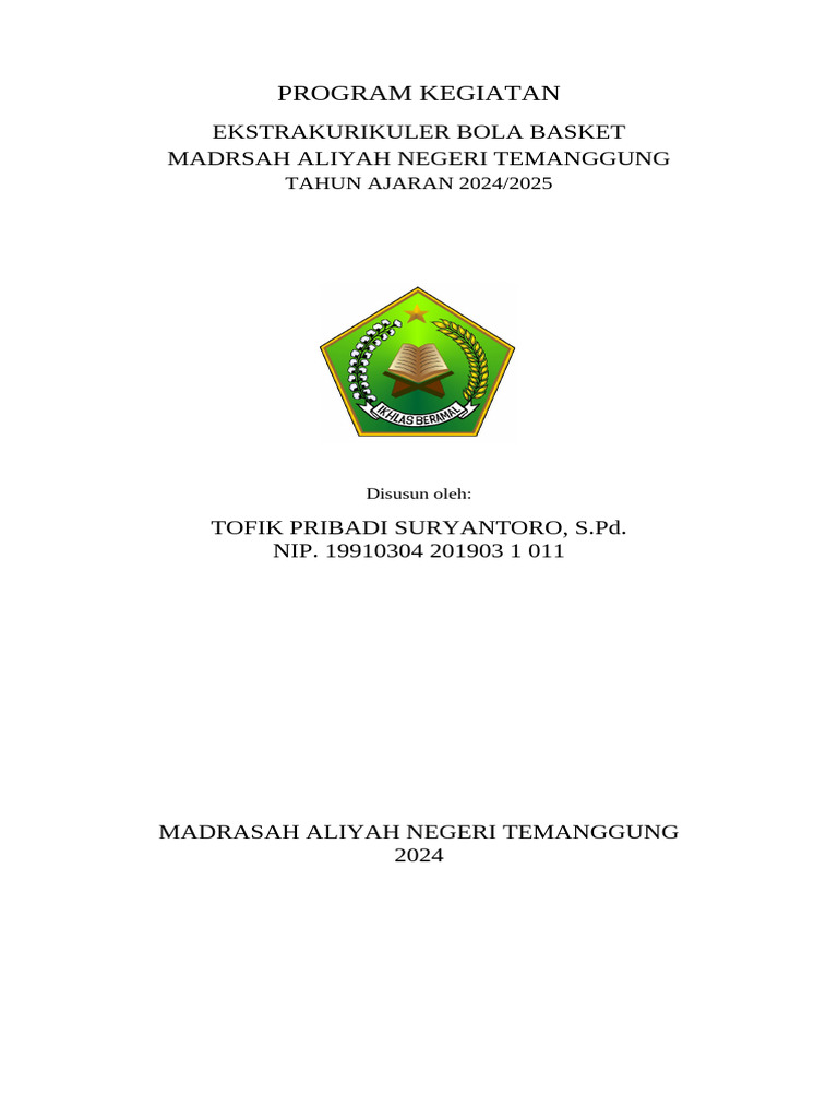 Program Kegiatan Ekstrakurikuler Bola basket | PDF