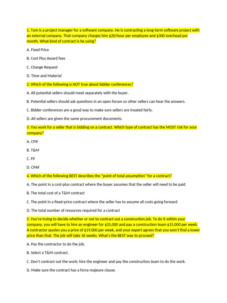 Procurement Quiz Pdf