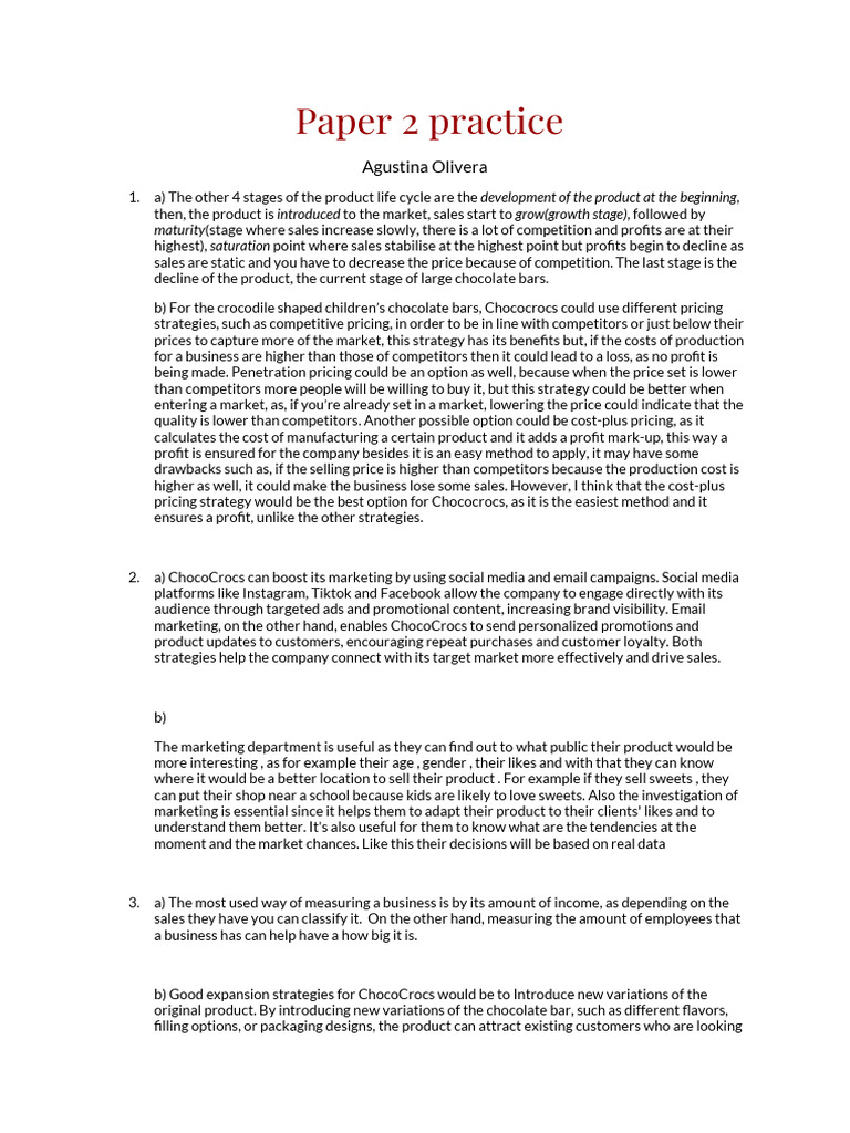 Agustina Olivera - 10 - 09 PAPER 2 Practice | PDF