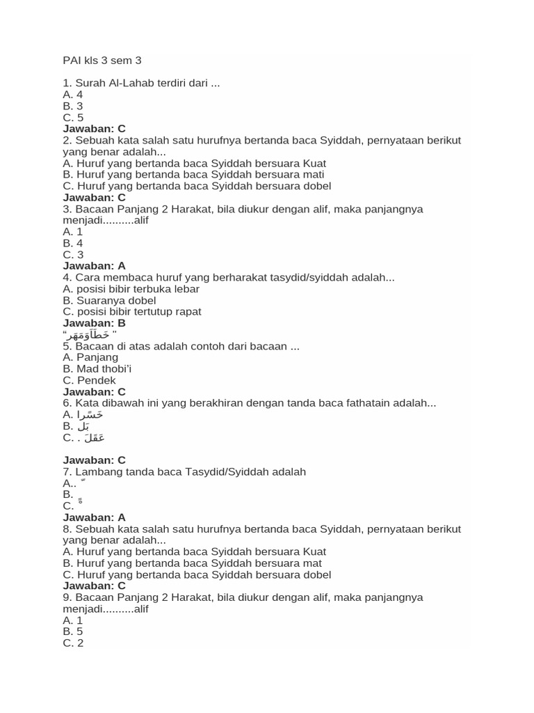 BTA Kls 3 Sem 3 | PDF