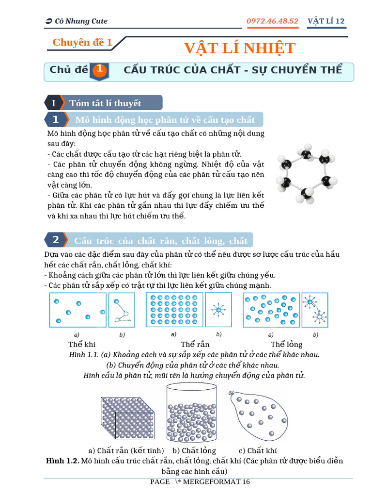 BT12 Chuyên Đê 1 - VẬT LÍ NHIỆT - GV 134 Trang | PDF
