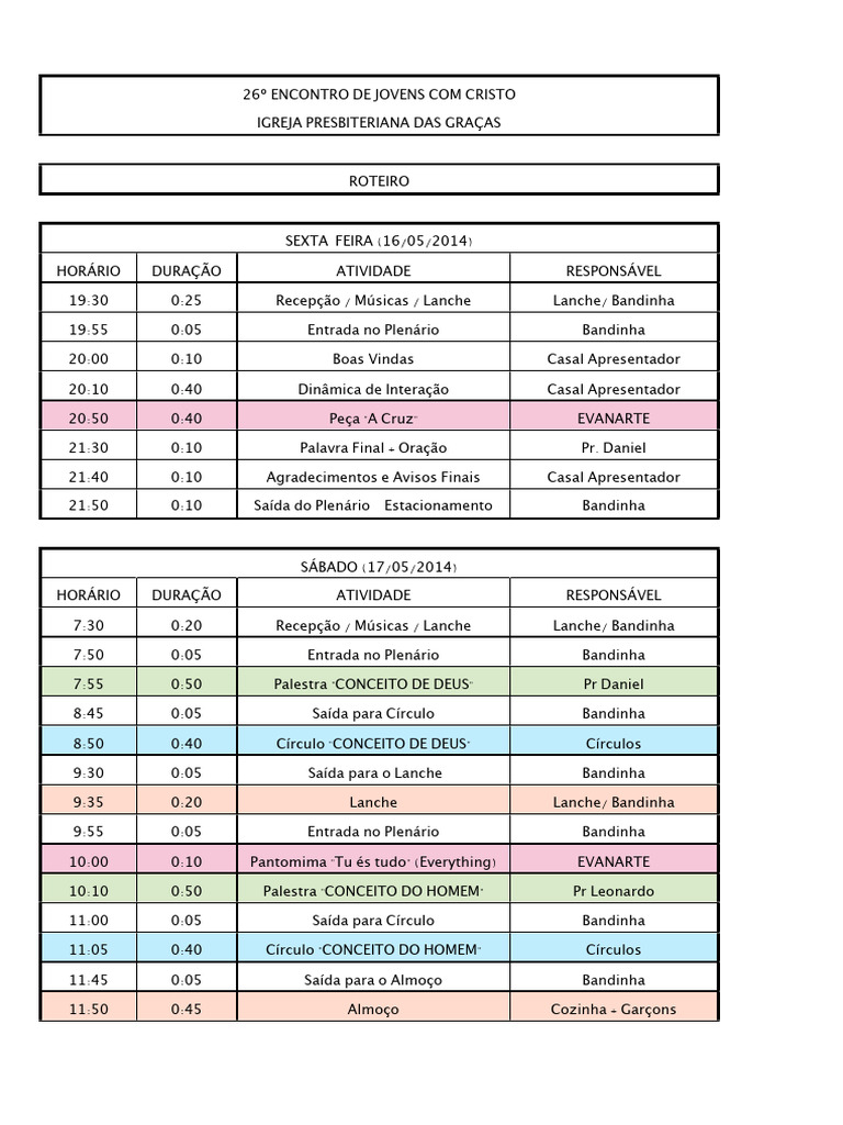 26 EJC - Roteiro | PDF