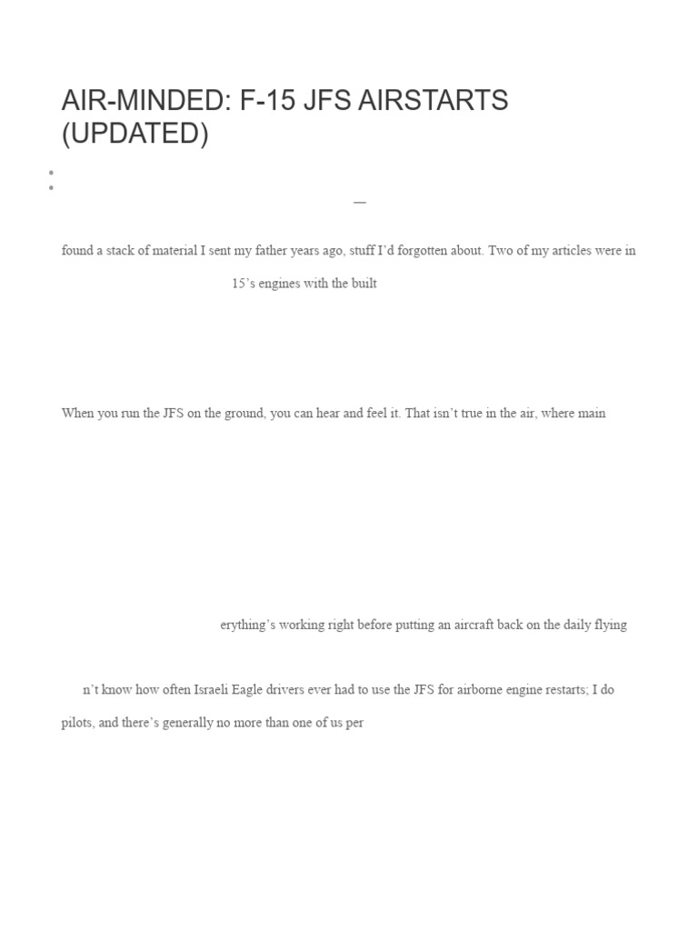 F-15 JFS AIRSTARTS | PDF