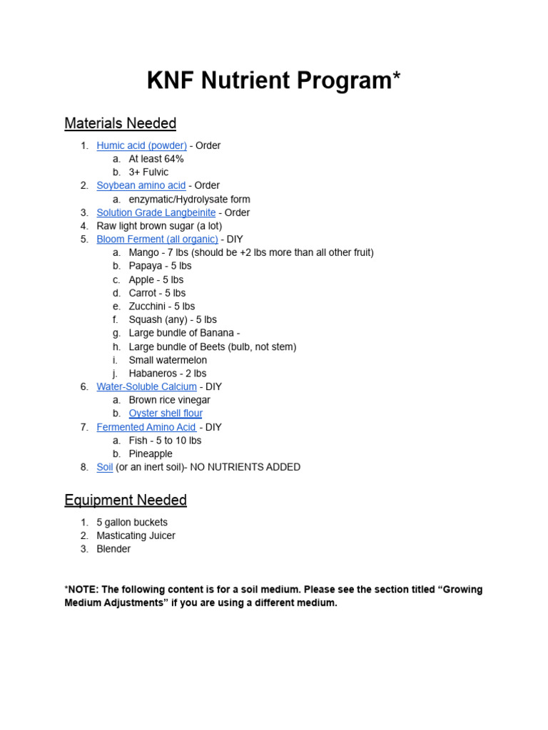 KNF Nutrient Program-1 | PDF