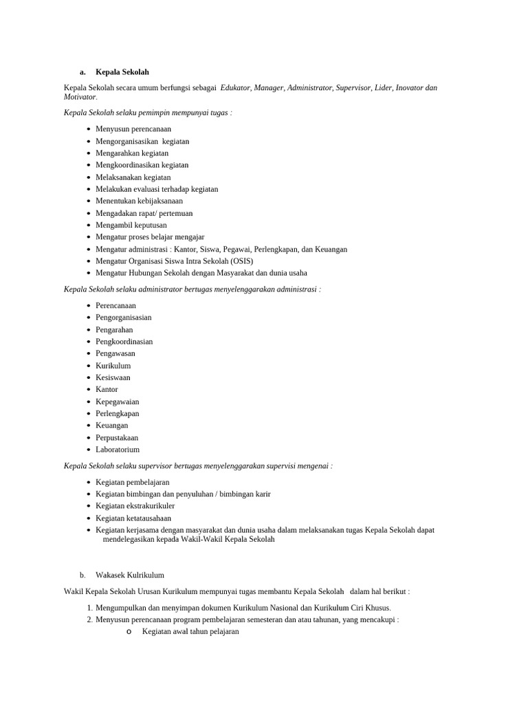 Tupoksi Tupoksi Satuan Pendidikan | PDF