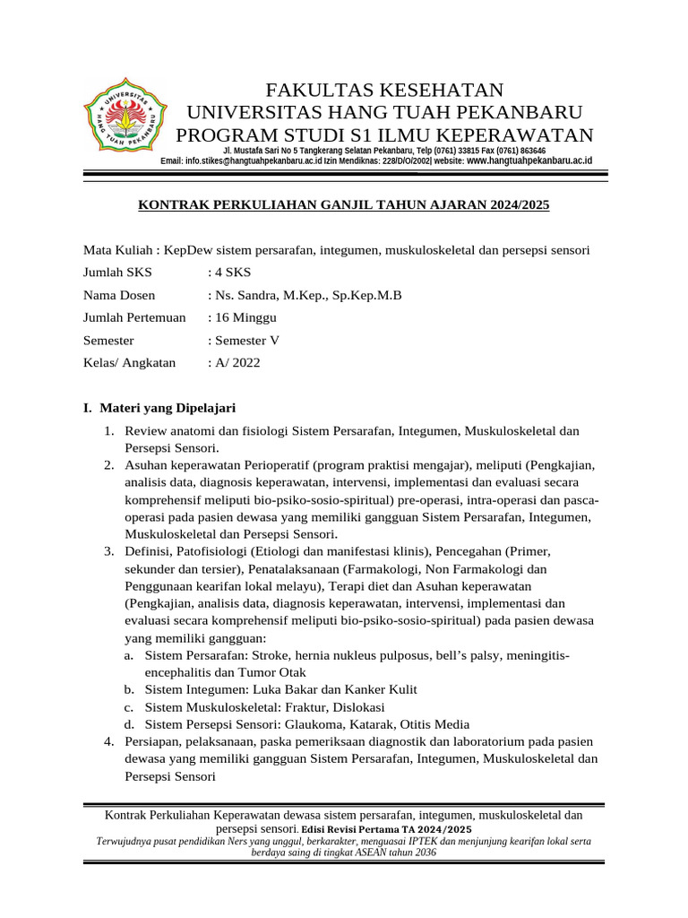 A. KONTRAK PERKULIAHAN KepDew3 KELAS A - 2024-2025 | PDF