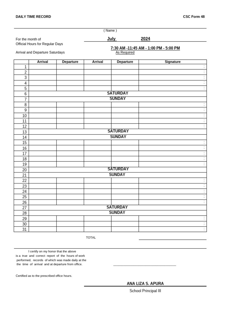 DTR LSB July 2024 - Word | PDF