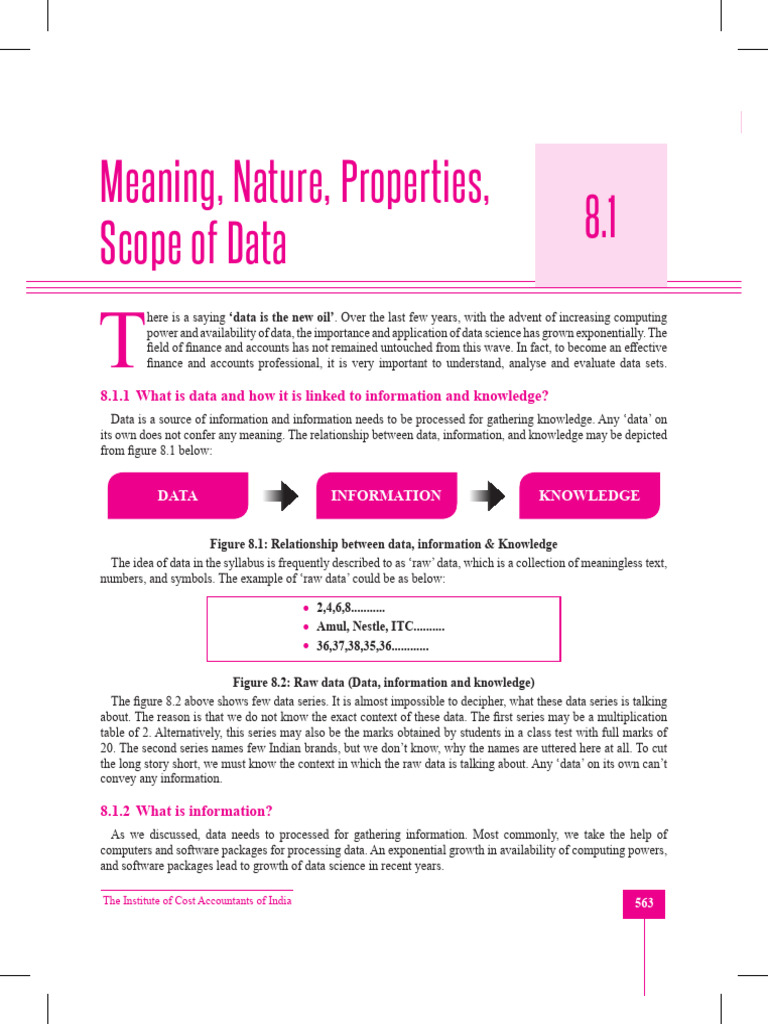 8.1 Meaning, Nature, Properties, Scope of Data: 8.1.1 What Is Data and ...