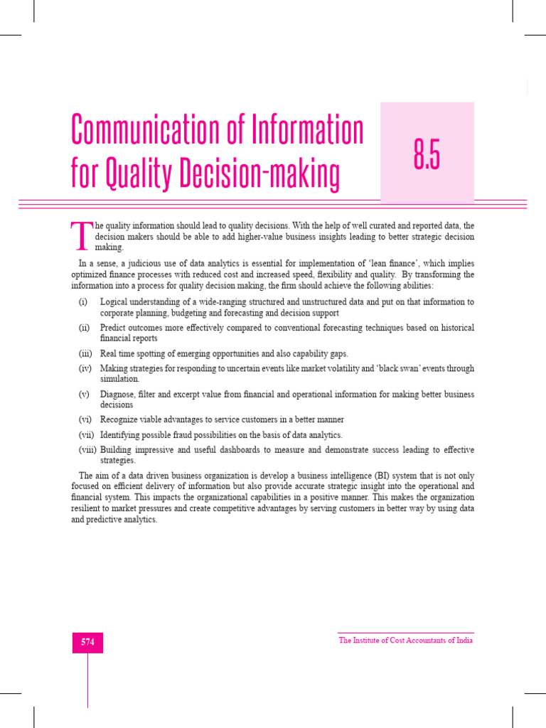 8.5 Communication of Information For Quality Decision-Making | PDF