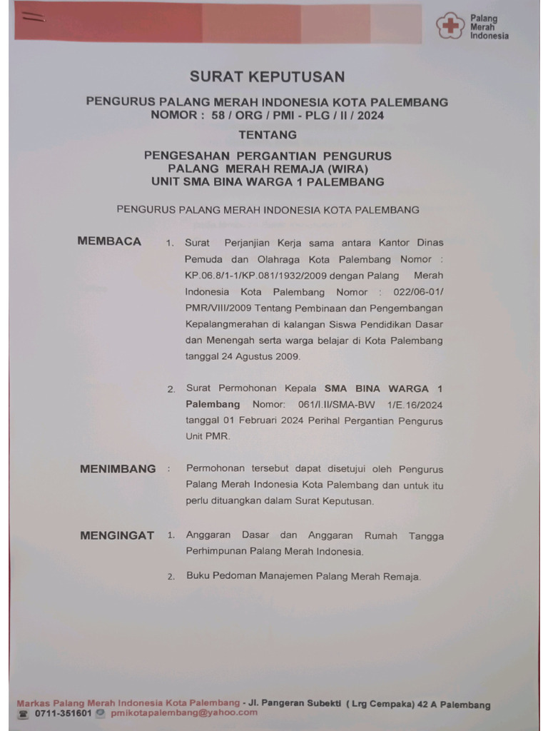 SK Pelatih, Pembina, Pengurus PMR Bina Warga 1 PLG | PDF