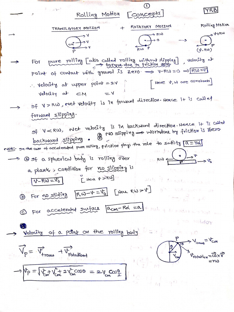 2024 - Rolling Motion Scanned Notes | PDF