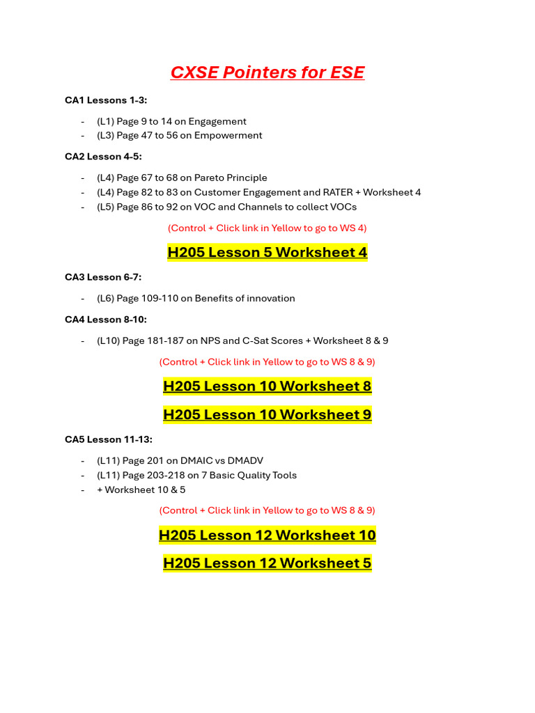 CXSE Pointers For ESE | PDF