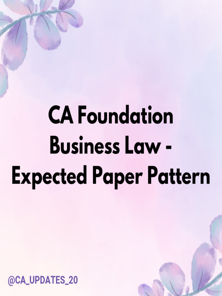 Business Law - Expected Paper Pattern | PDF