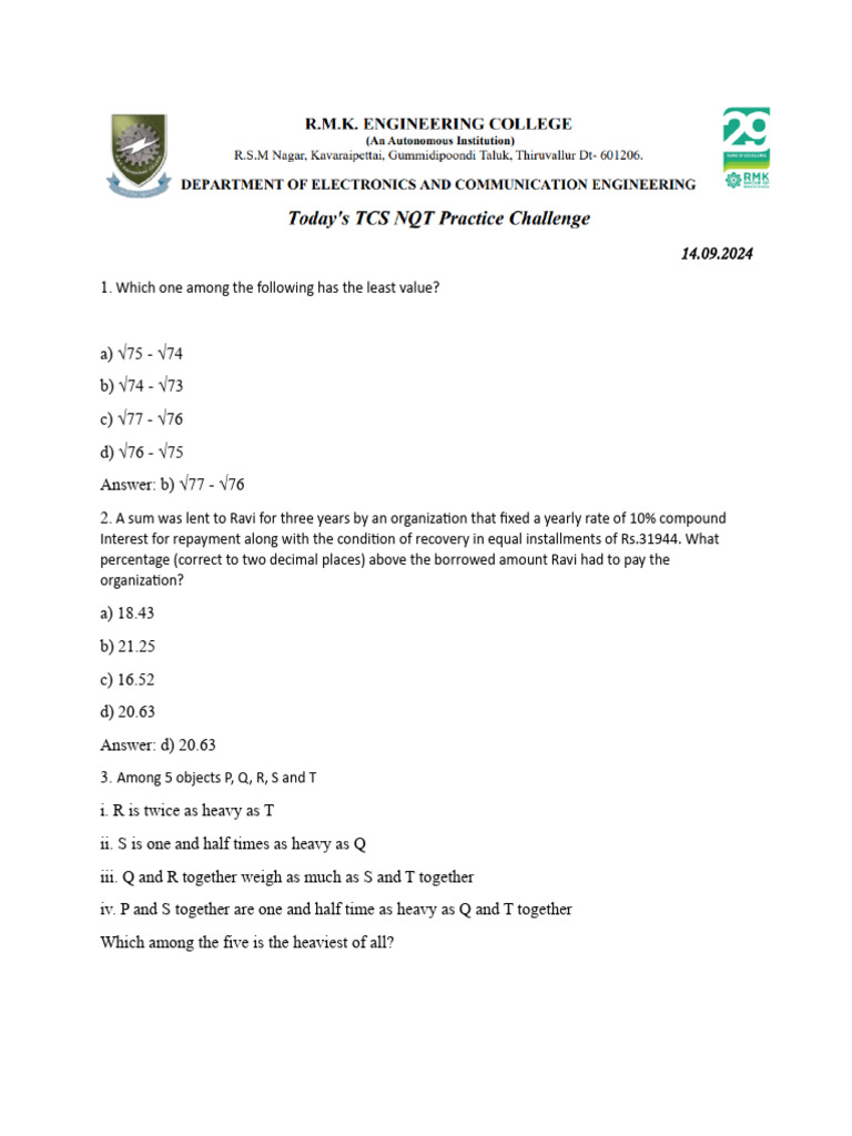 Day 21 TCS Questions | PDF