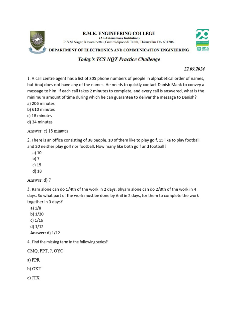Day 29 TCS Questions | PDF