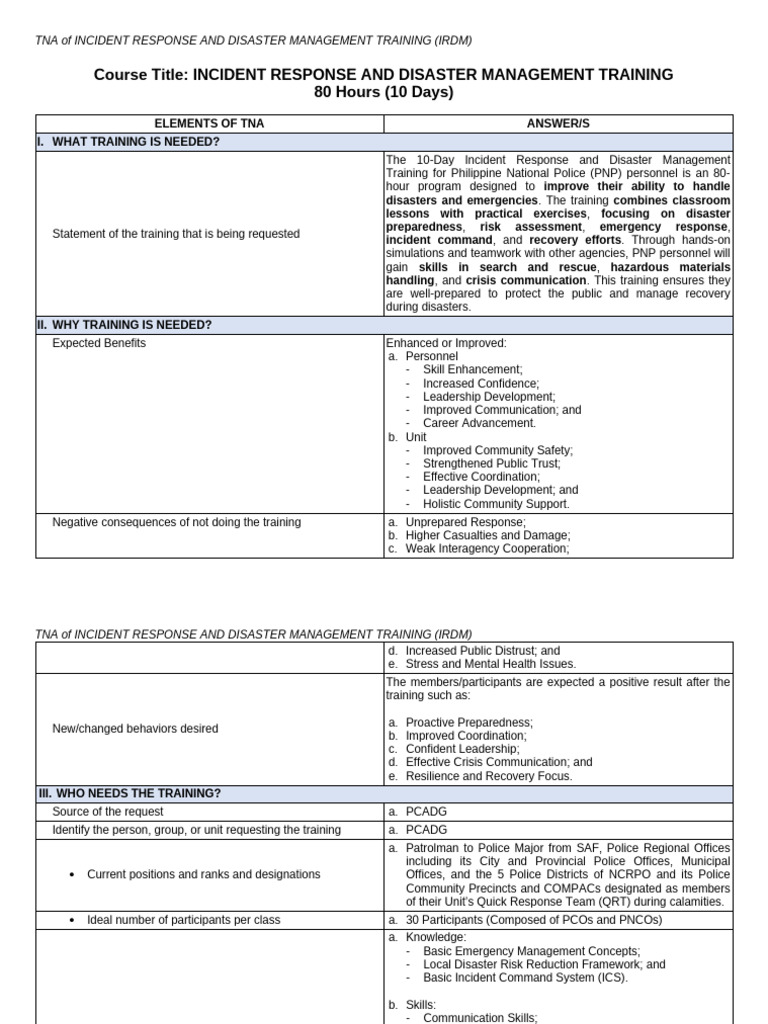 TNA Proposal For Team 2 | PDF