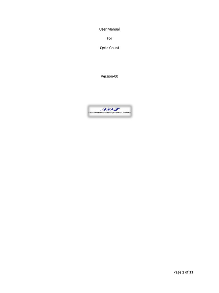 Cycle Count Manual Rev00 | PDF | Software | Computing