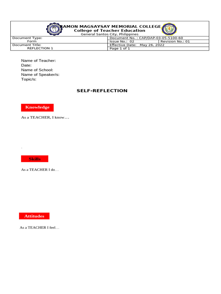 REFLECTION-FORMAT- | PDF