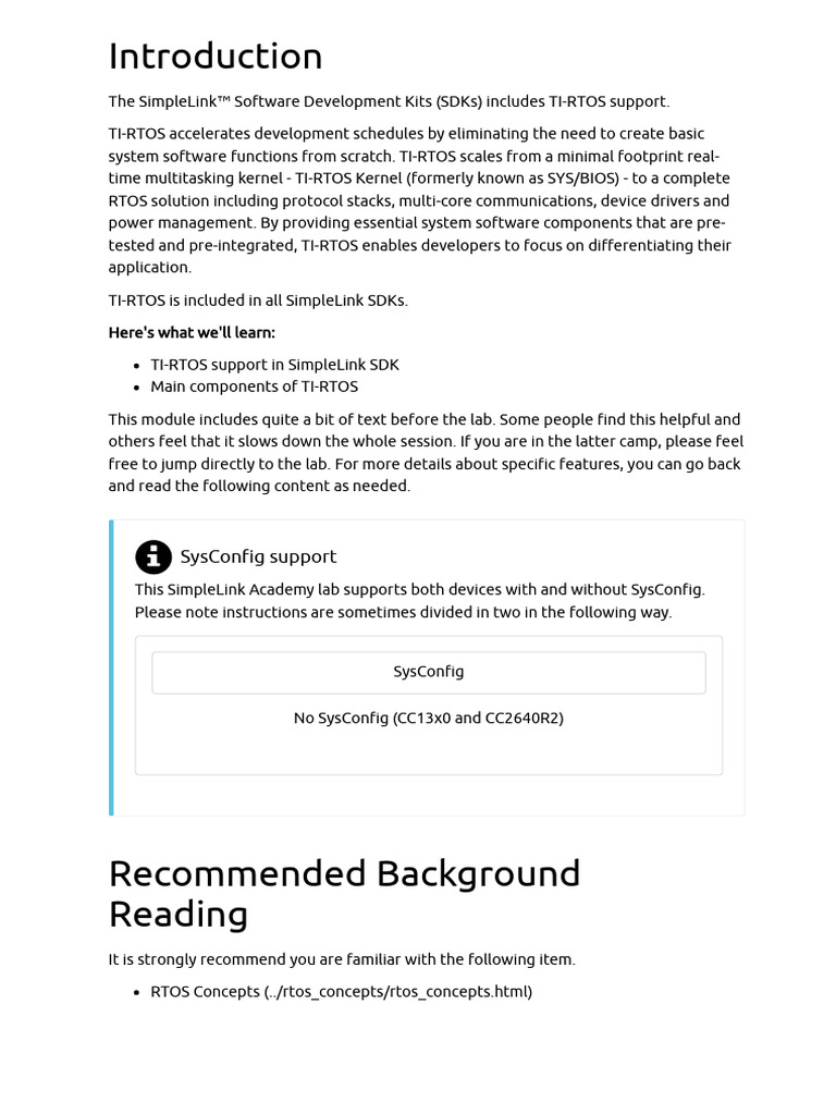TI-RTOS Basics | PDF